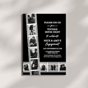 Photo Engagement Party Invitation, Vintage Film Strip Engagement Invite ...