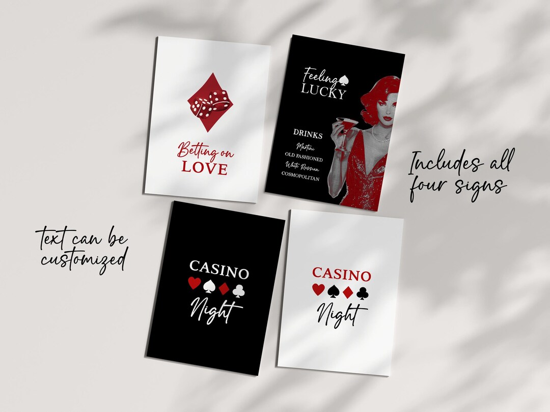 Casino Night Party Signs for Engagement Parties, Bridal Showers ...