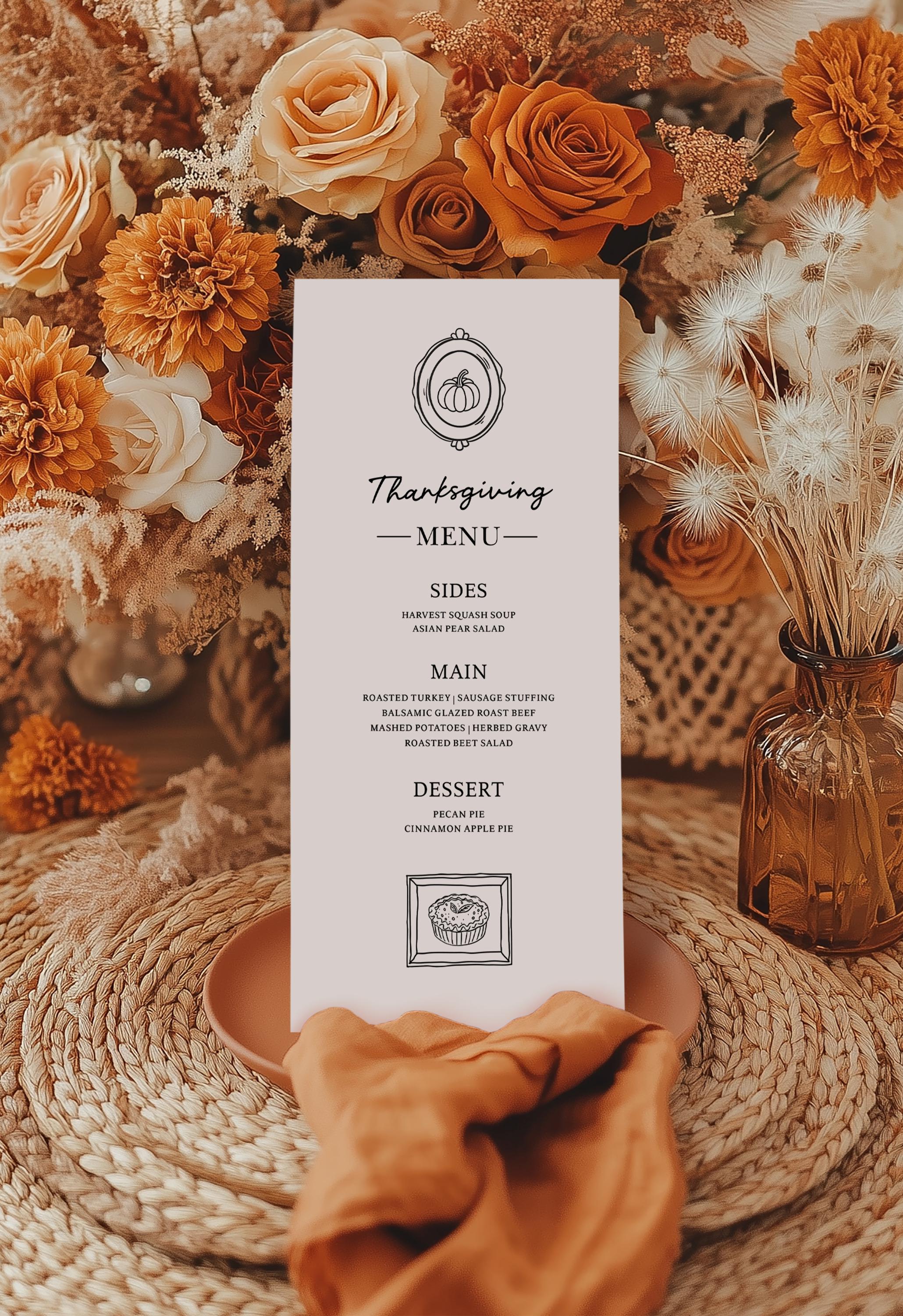 Custom Thanksgiving Menu, Friendsgiving Dinner Celebration ...