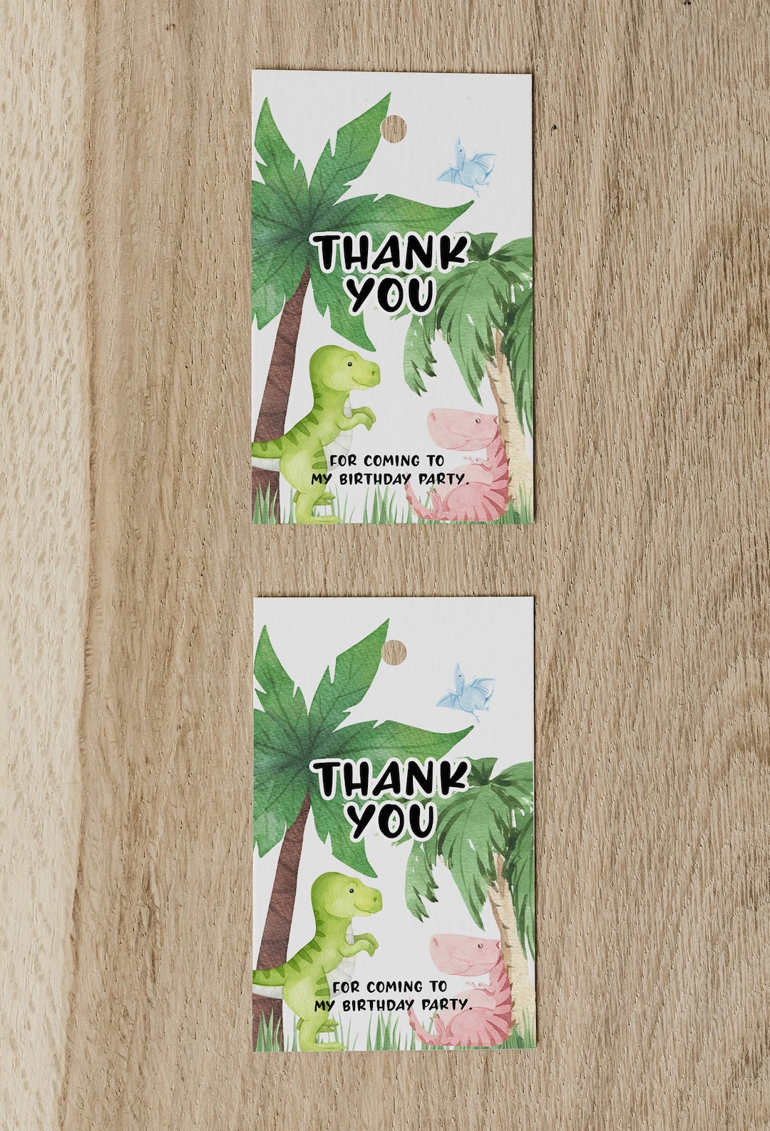 Dinosaur Thank You Tag, Kids Birthday Party Tag, Printable Dinosaur Tag ...