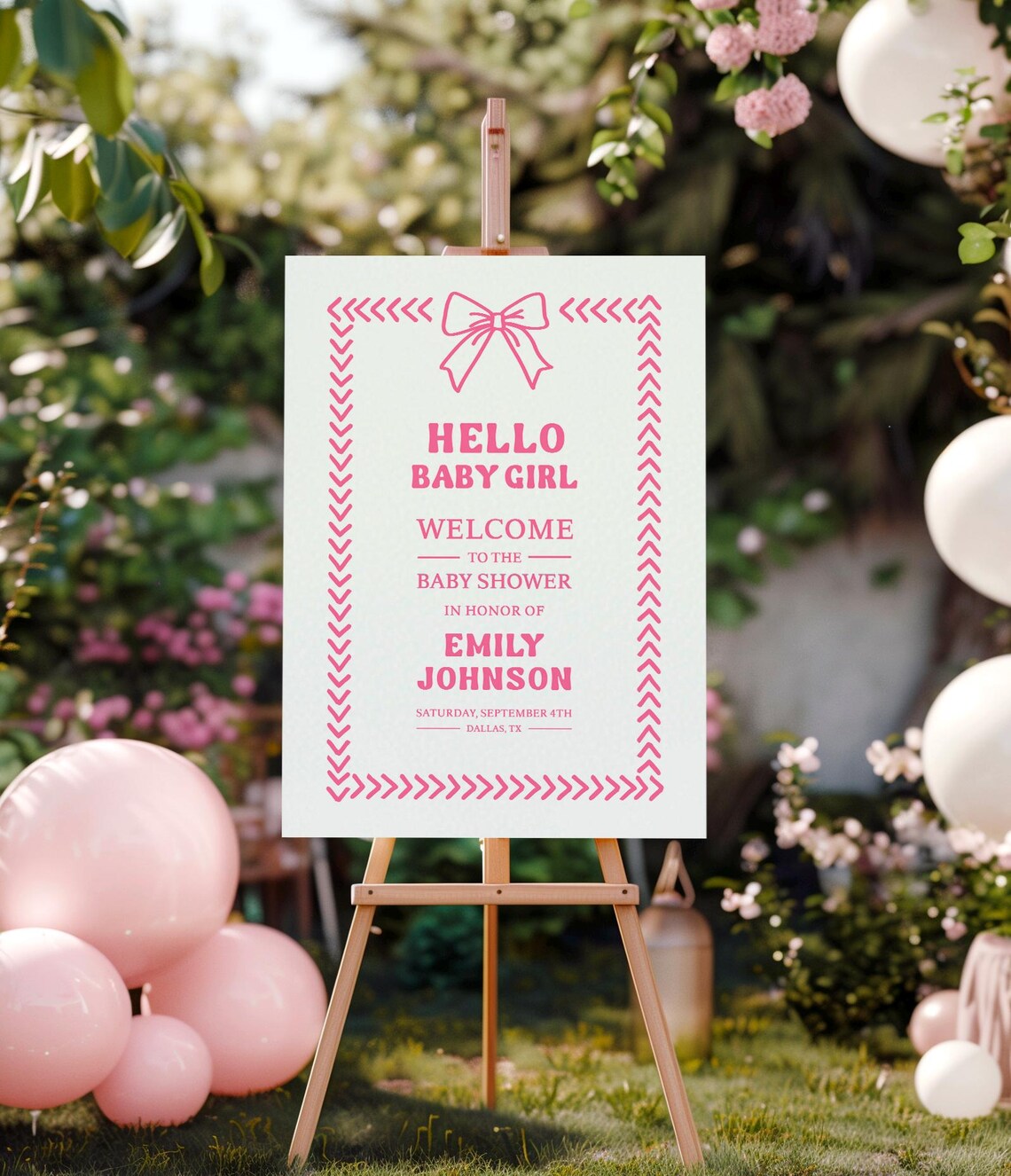 Hello Baby Girl Shower Welcome Sign, Custom Shower Welcome Printable ...