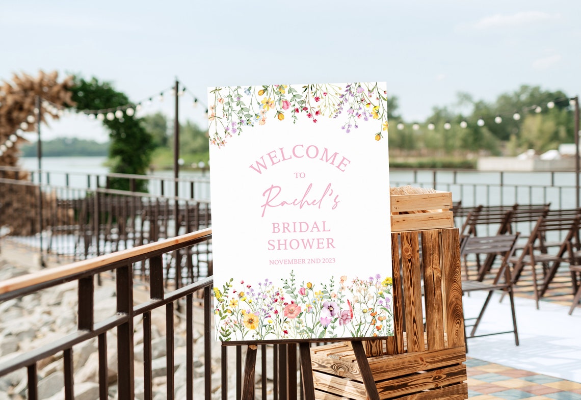 Wildflower Welcome Sign for Bridal Showers, Floral Welcome for Baby ...