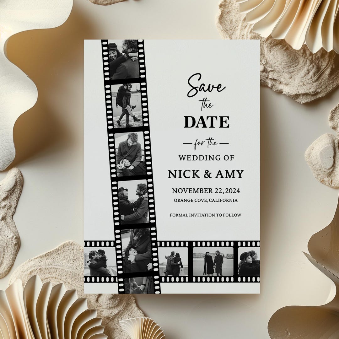 Vintage Film Strip Save the Date Invitation,couple Film Strip Save the ...