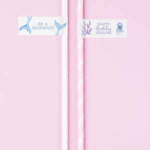 Personalized Mermaid Straw Flags for Birthday Parties and Events, Kids ...