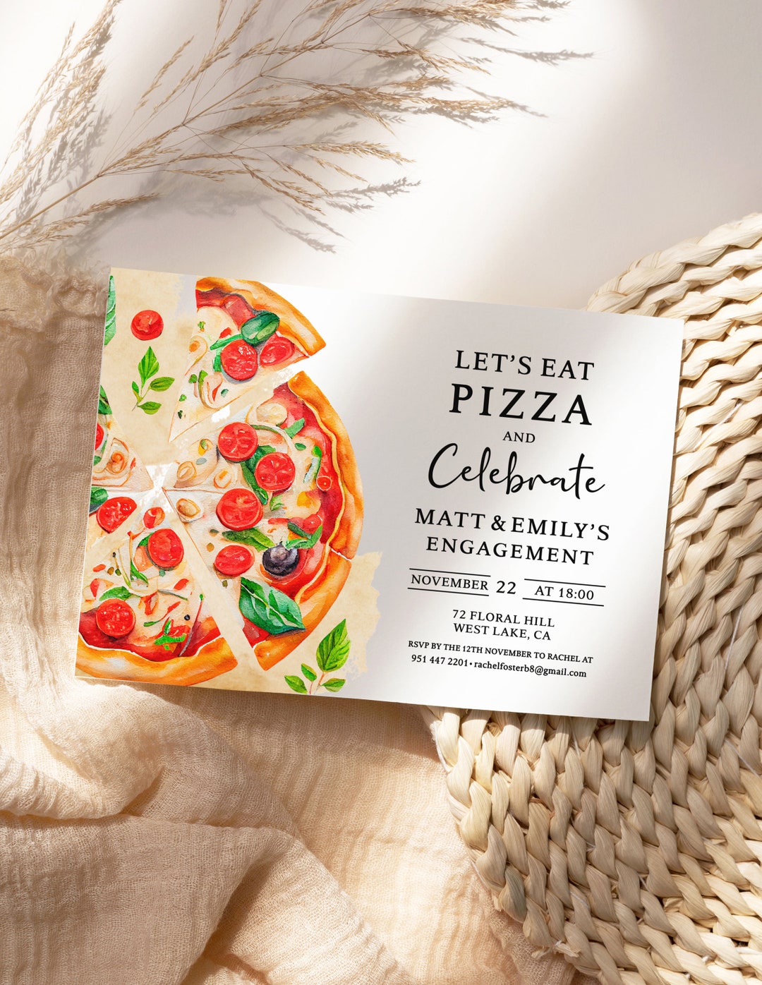 Personalized Pizza Party Invitation, Custom Birthday Invite for Dinner ...