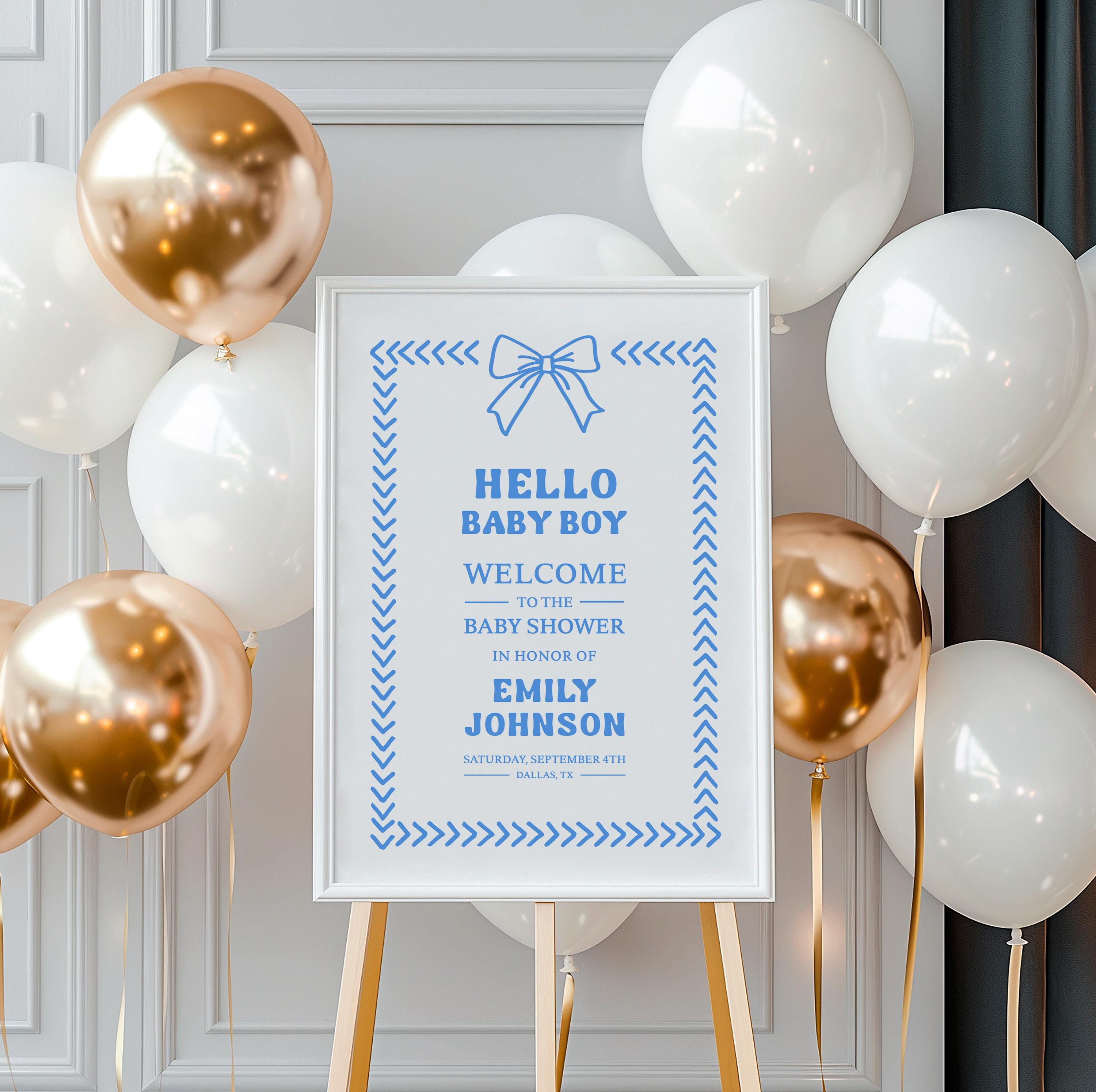 Hello Baby Boy Shower Welcome Sign, Custom Baby Shower Welcome ...