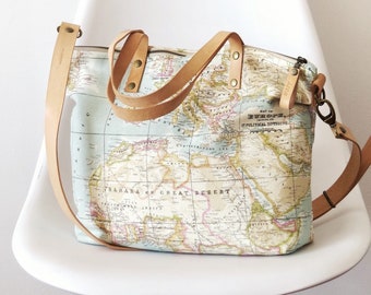 World Map Leather Bag - Etsy