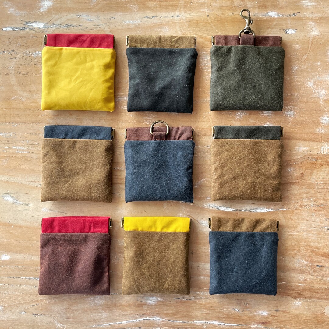 Waxed Coin Pouch, Small Personalized Canvas Pouch, Mini Pocket Wallet ...