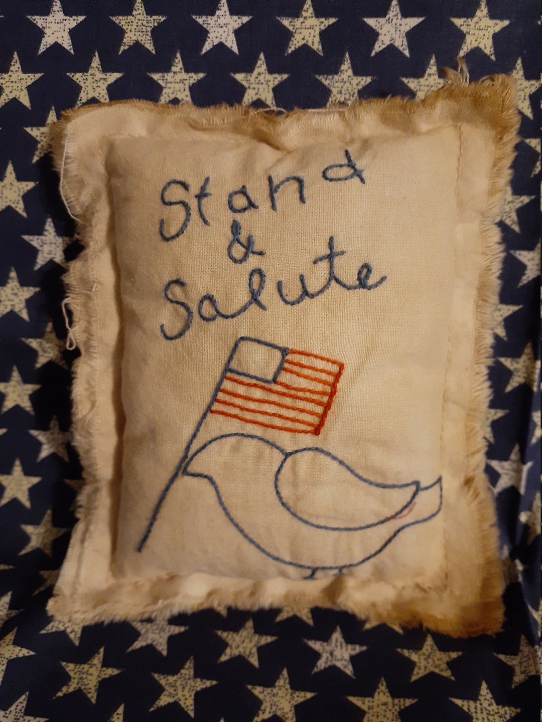 Americana Handmade Mini Pillow: July 4th Embroidered Patriotic Decor - Etsy