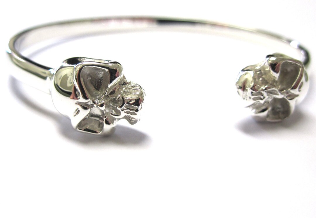 925 Sterling Silver Skull Bangle Unisex - Etsy