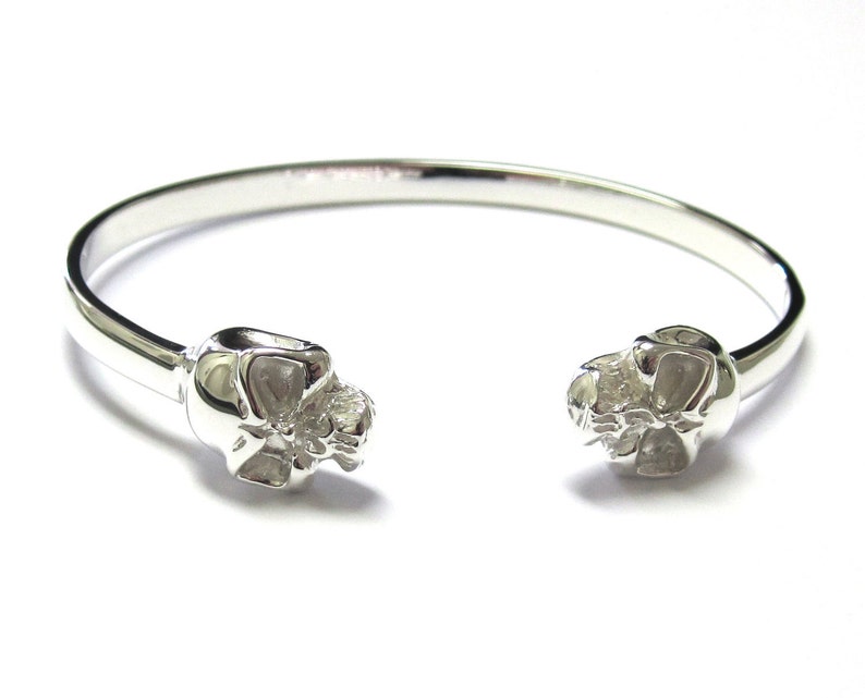925 Sterling Silver Skull Bangle Unisex - Etsy