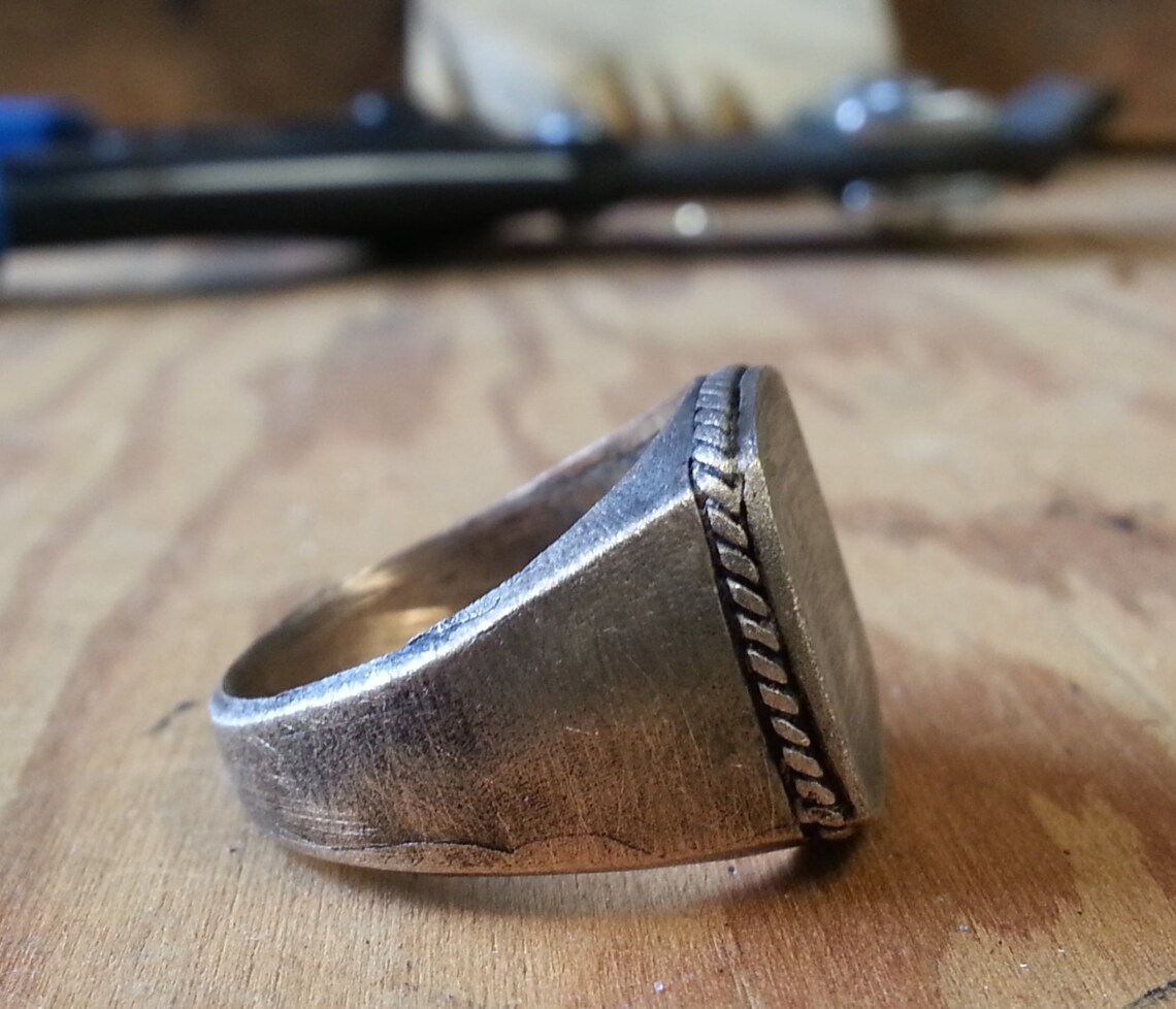 Silver or Bronze Sailor Signet Engravable Ring Handmade in - Etsy Canada