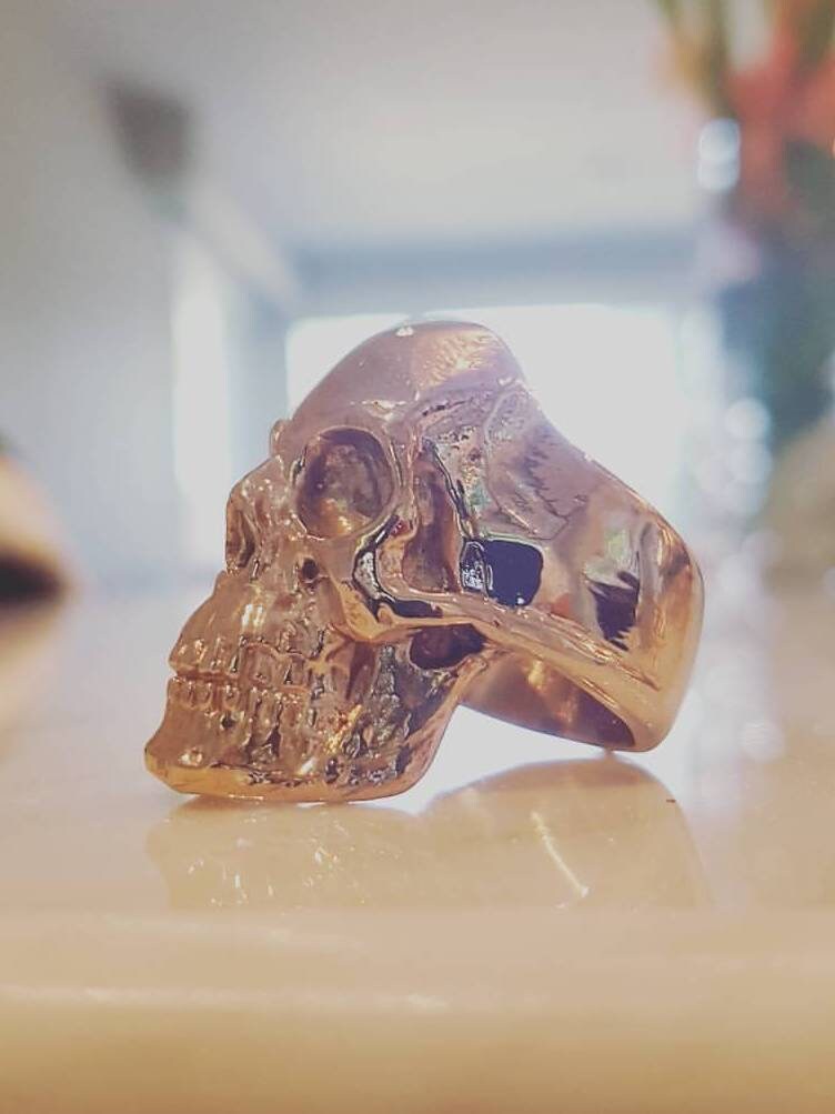 Full Anatomical Skull Ring in 10k Yellow SOLID Gold - Etsy