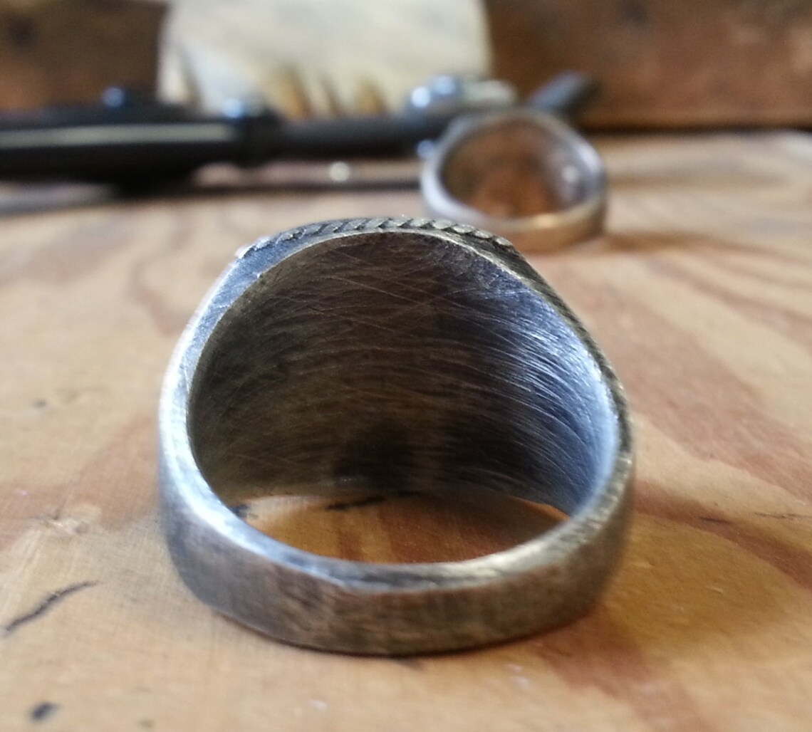 Silver or Bronze Sailor Signet Engravable Ring Handmade in - Etsy Canada