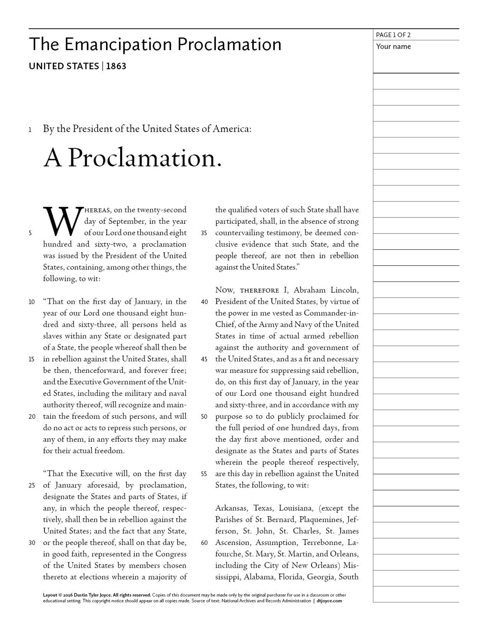 Emancipation Proclamation (united States | 1863) — Digital Download ...