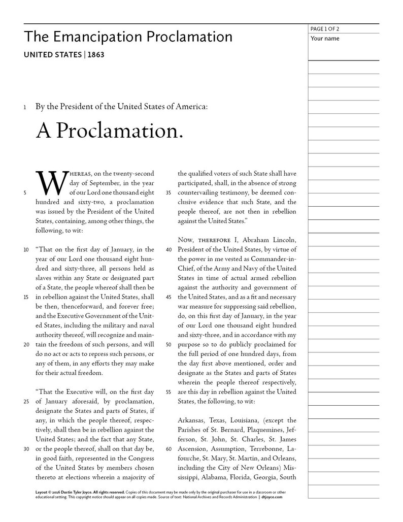 Emancipation Proclamation (united States | 1863) — Digital Download ...