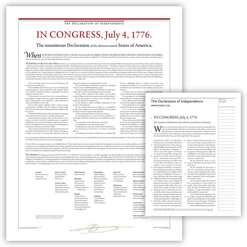 Americas Founding Documents: Declaration of Independence - Etsy