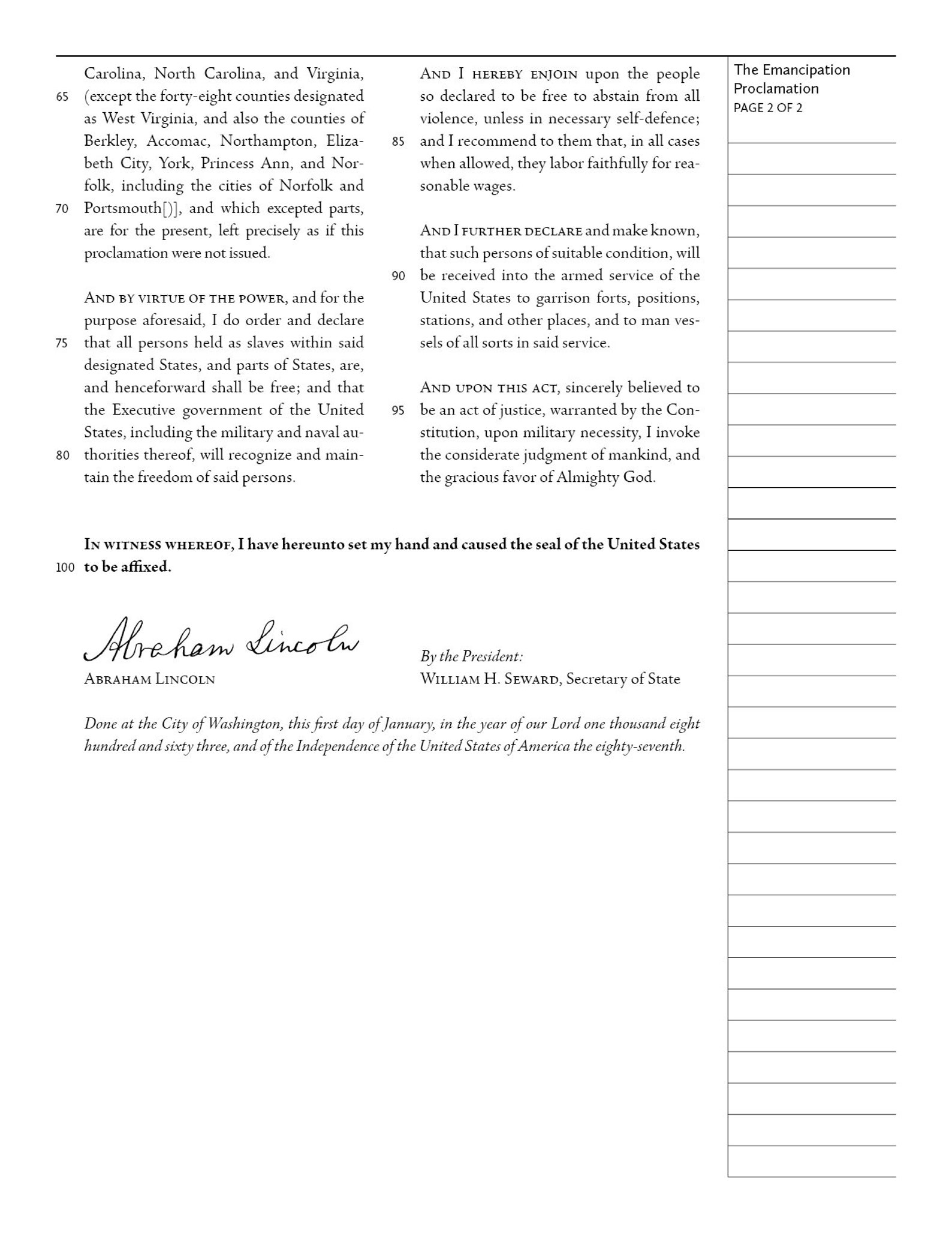 Emancipation Proclamation (united States | 1863) — Digital Download ...