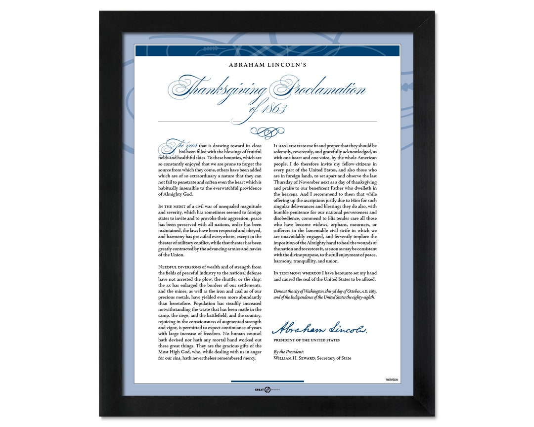 Abraham Lincoln’s Thanksgiving Proclamation of 1863: A Print in ...