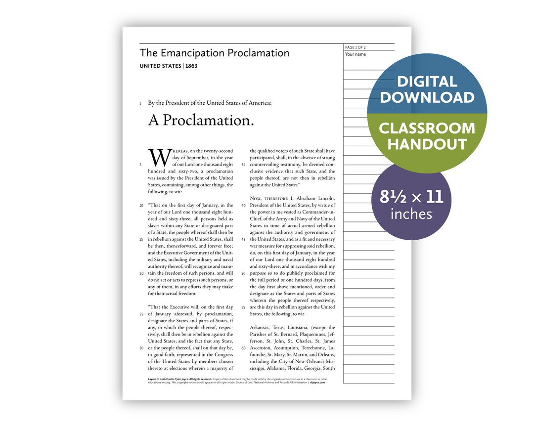 Emancipation Proclamation (united States | 1863) — Digital Download ...
