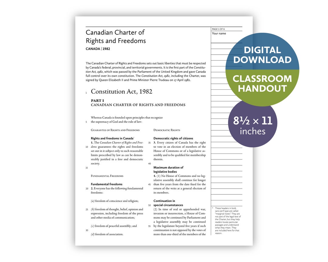 Canadian Charter of Rights and Freedoms (canada | 1982) — Digital ...