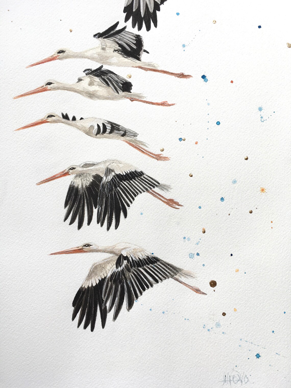 White Stork, White Stork Artwork, White Stork Watercolor, Bird ...
