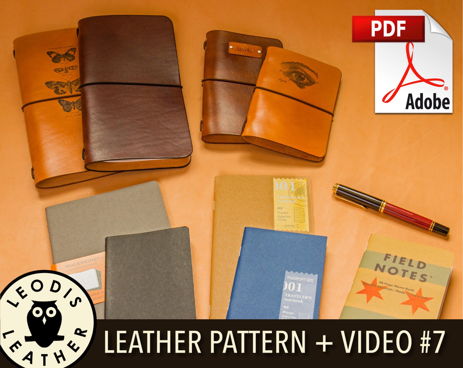 Build Along Leather Pattern 7: Midori Style Notebook Covers - Etsy