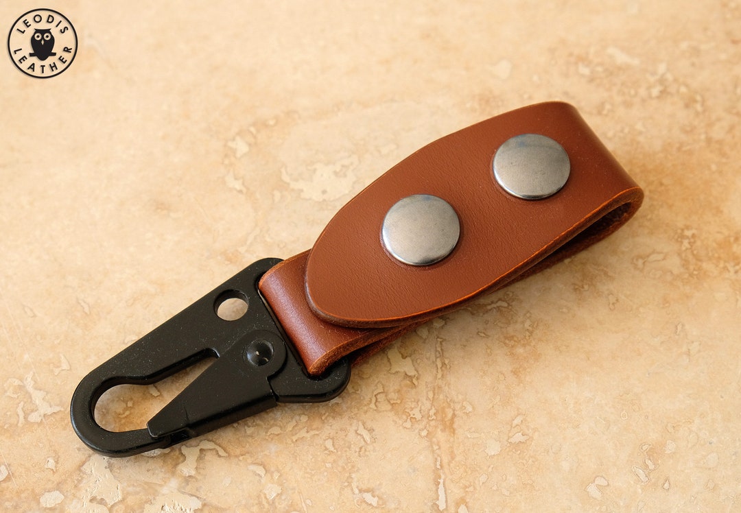 Leather Snap Hook Keyring Hanger dark Tan - Etsy