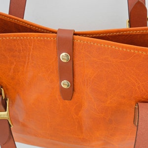 Leather Tote Bag (tan/chestnut) - Etsy
