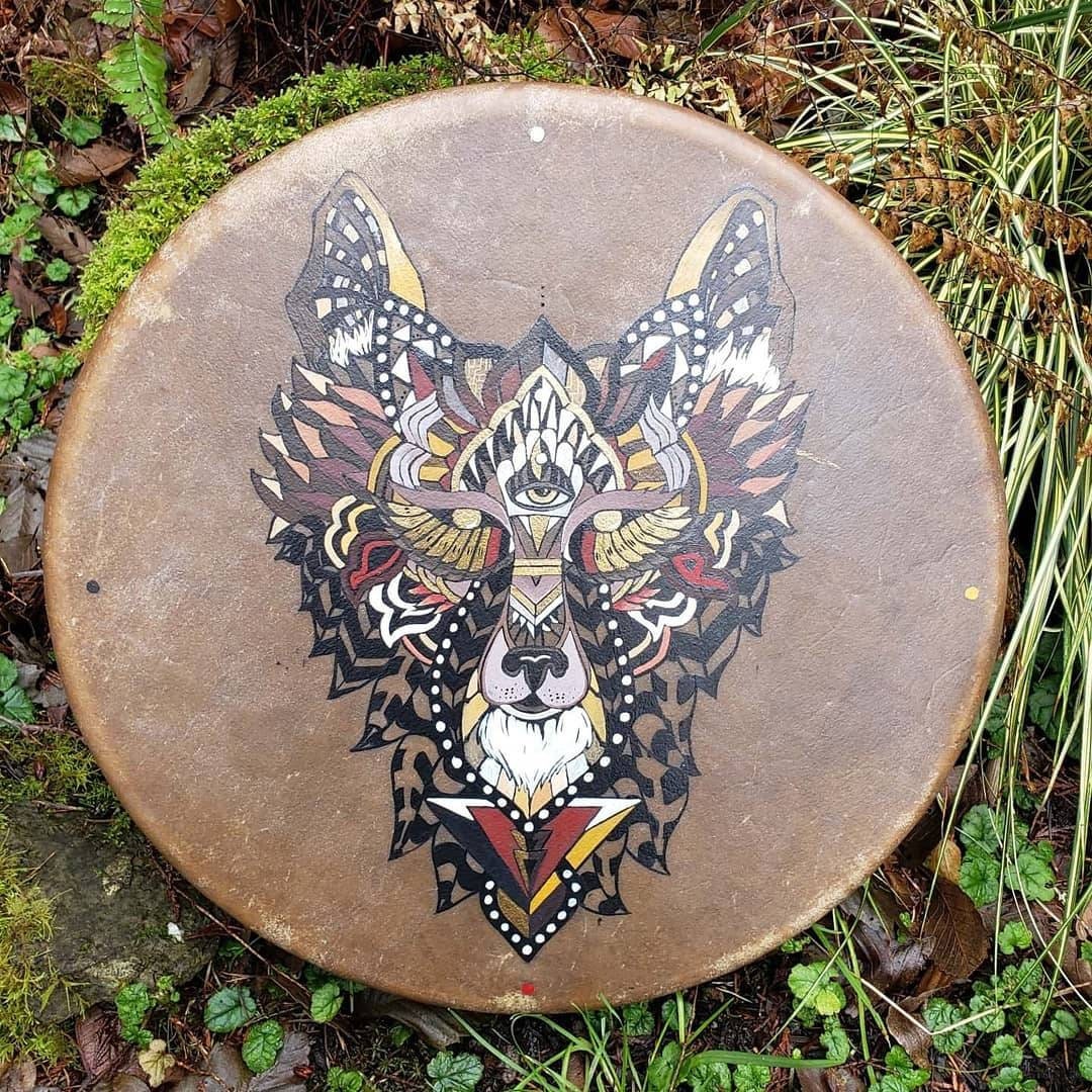 Wolf Drum - (14"-20") Different Drum Styles, Buffalo, Elk, Deer, Maple ...