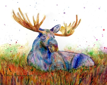 Moose art | Etsy