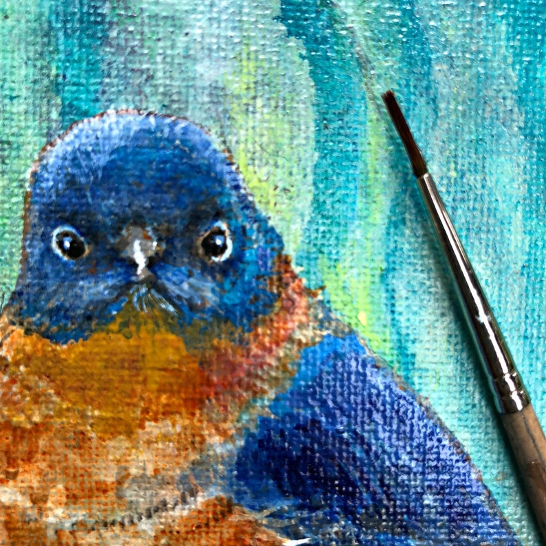 Bluebird grumpy face art print by Ellen Brenneman | Etsy
