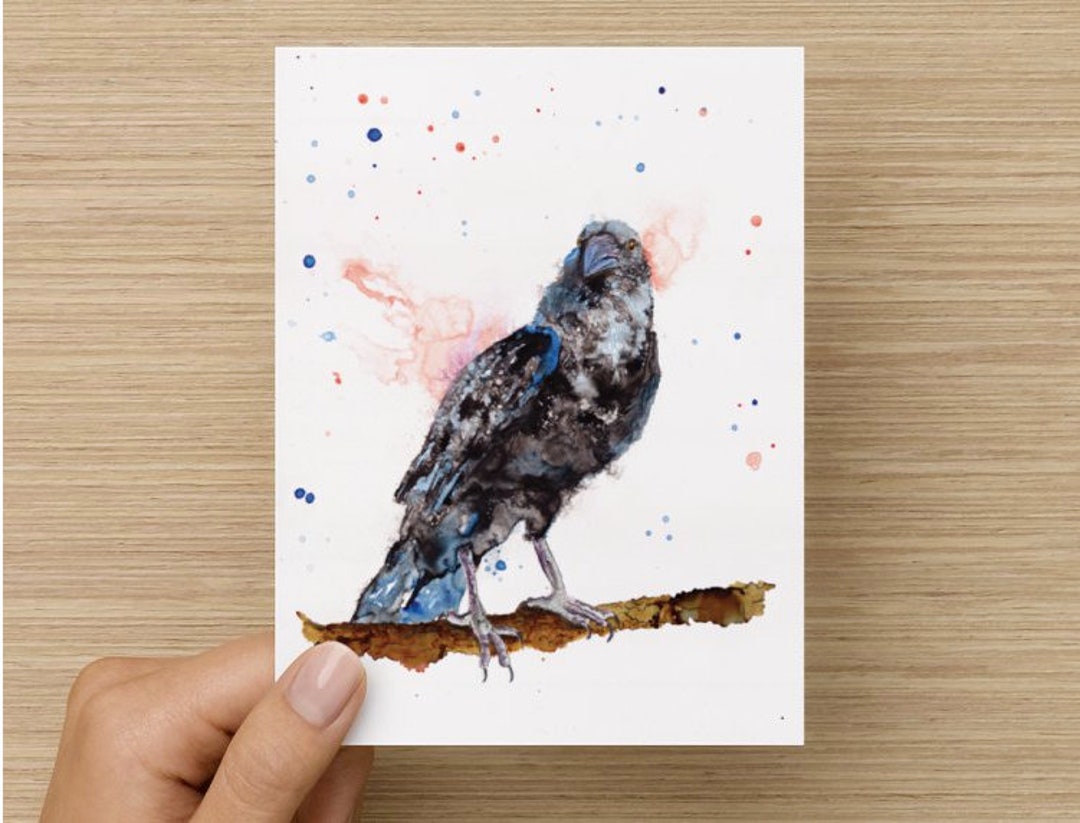 Colorful Crow Note Card Set, Raven Note Cards, Bird Stationery - Etsy