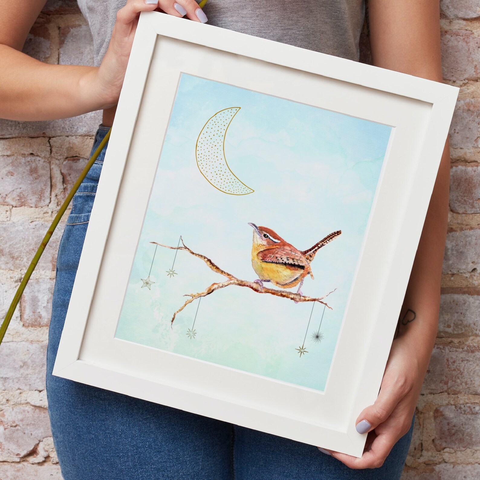 Wren Art Print Carolina Wren Baby Shower Gift Wren Nursery - Etsy