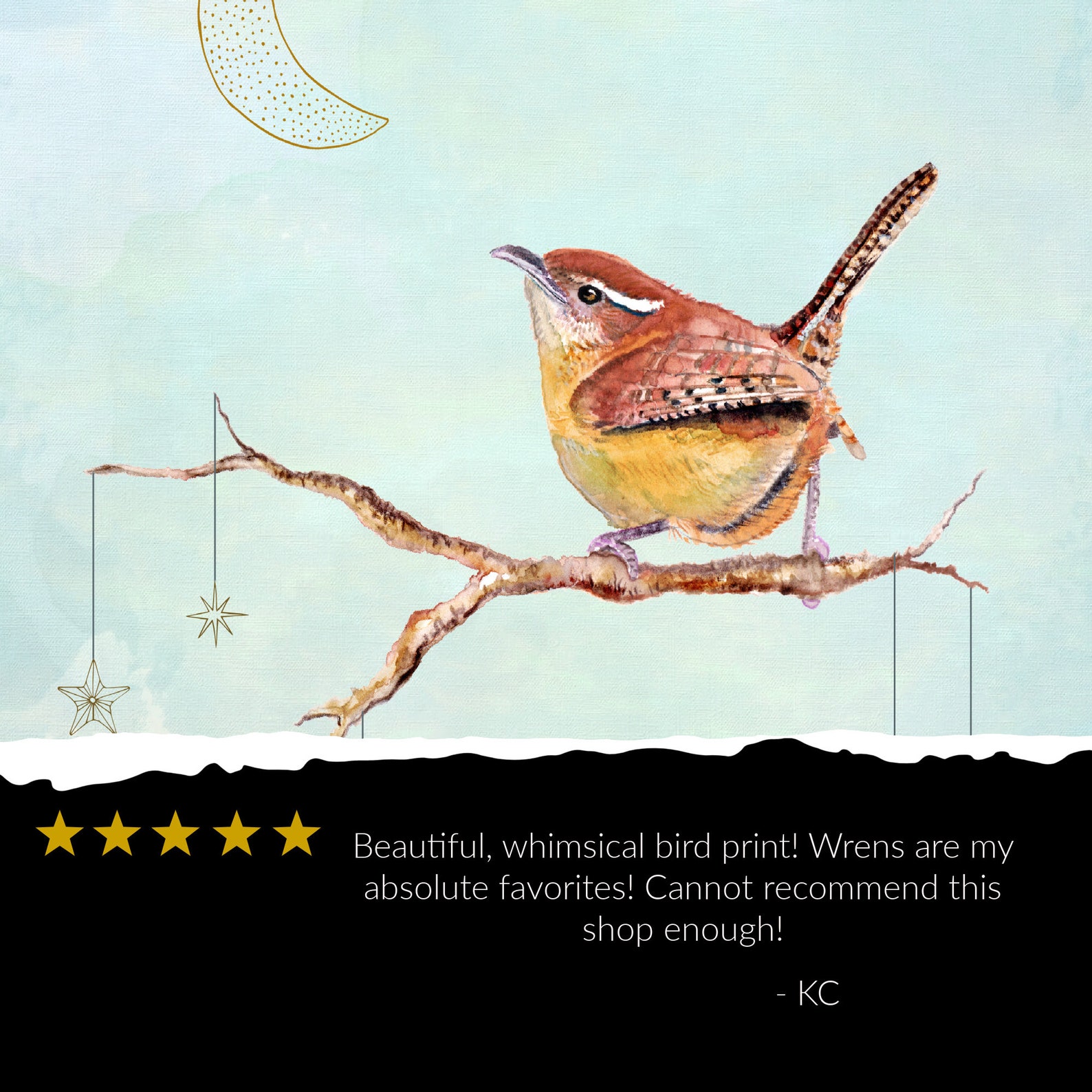 Wren Art Print Carolina Wren Baby Shower Gift Wren Nursery | Etsy