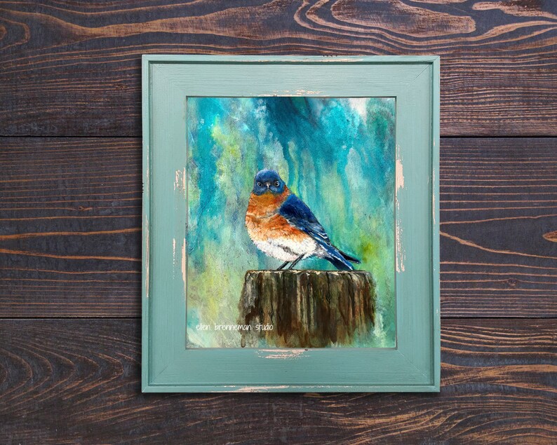 Bluebird grumpy face art print by Ellen Brenneman | Etsy