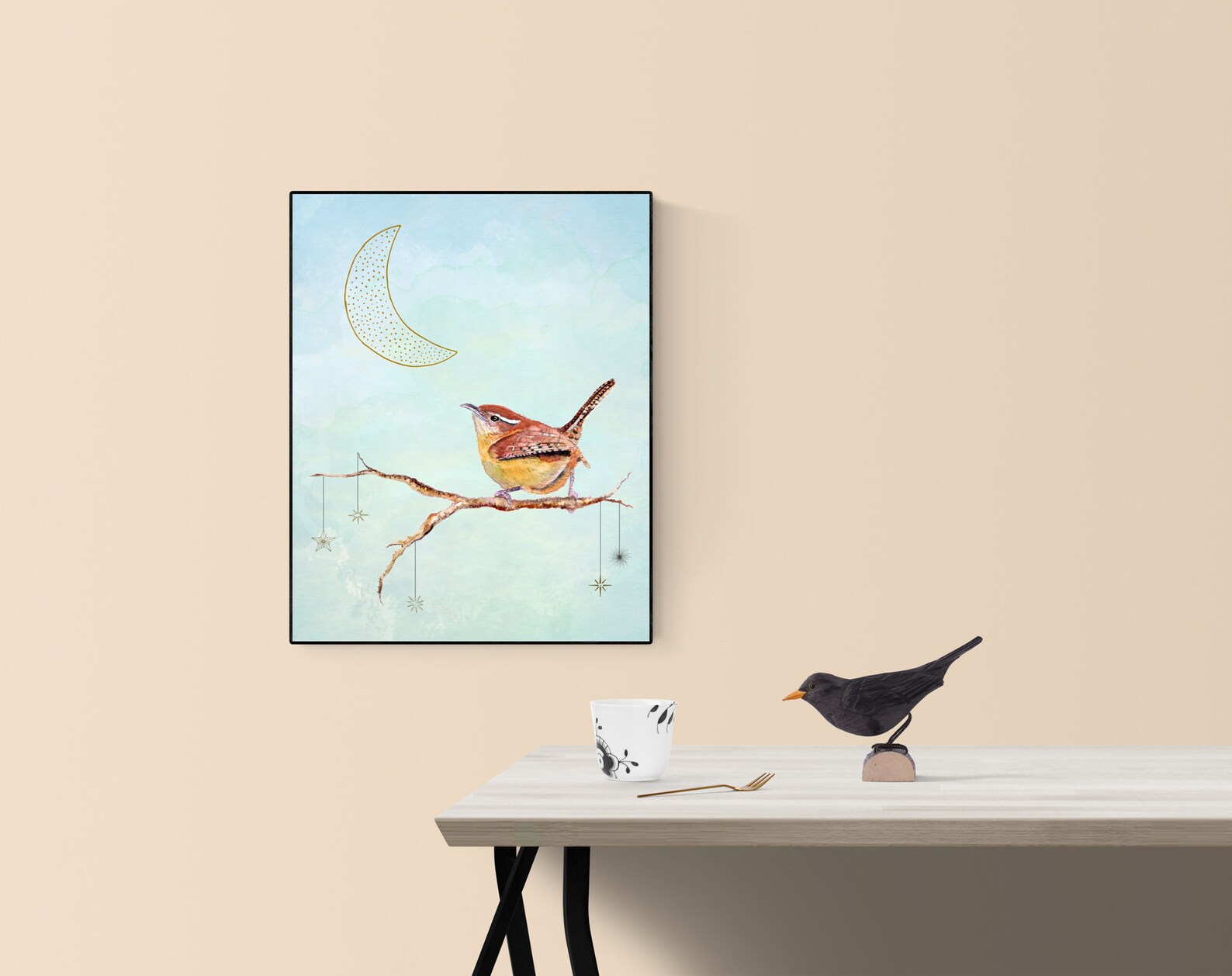 Wren Art Print Carolina Wren Baby Shower Gift Wren Nursery | Etsy