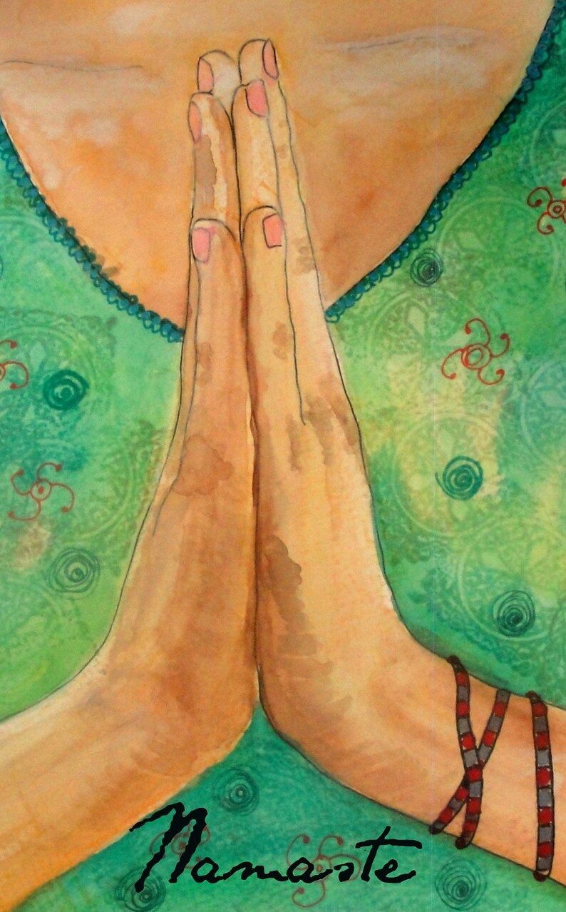 Namaste prayer hands watercolor art print | Etsy Namaste prayer hands watercolor art print | Etsy