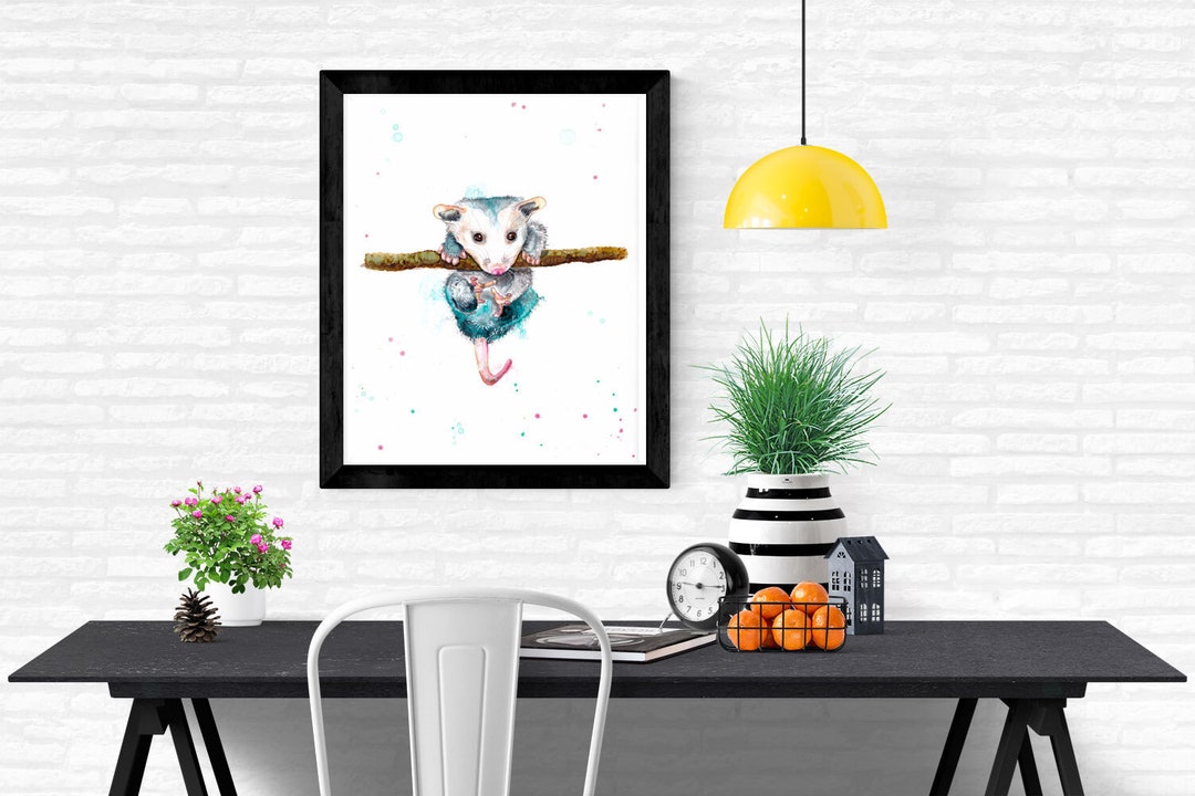 Baby Opossum Art Print, Possum Wall Decor, Opossum Hanging on Branch - Etsy