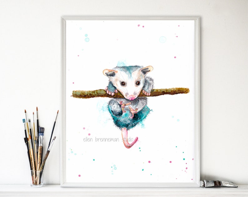 Baby Opossum Art Print Possum Wall Decor Opossum Hanging on | Etsy