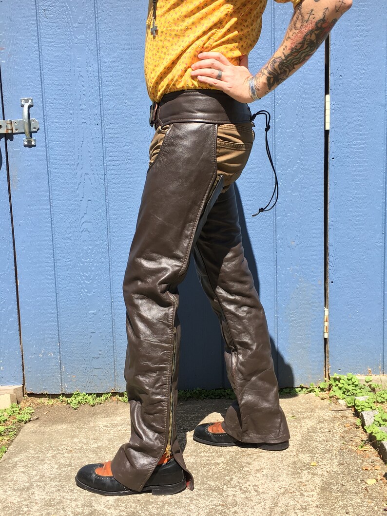 Brown Leather Chaps Steampunk Western Biker - Etsy