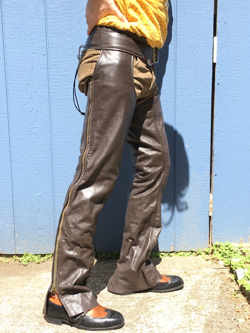 Brown Leather Chaps, Steampunk, Western, Biker - Etsy