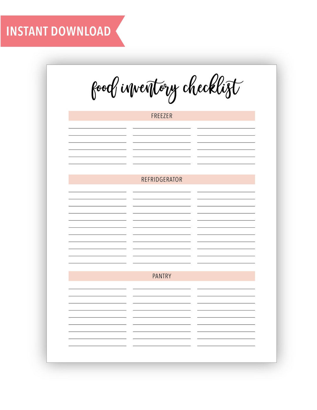 Food Checklist DOWNLOAD - Etsy