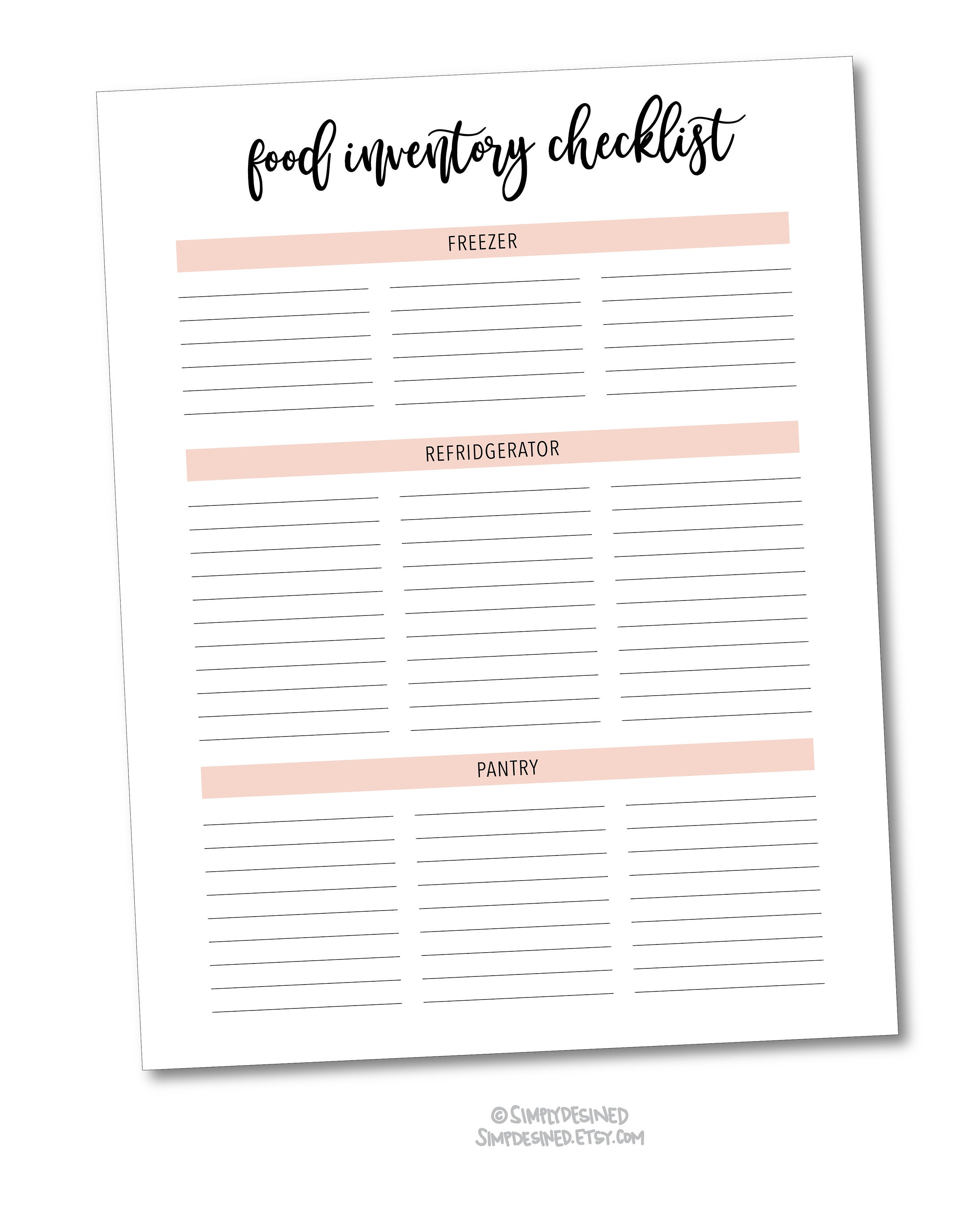Food Checklist DOWNLOAD - Etsy