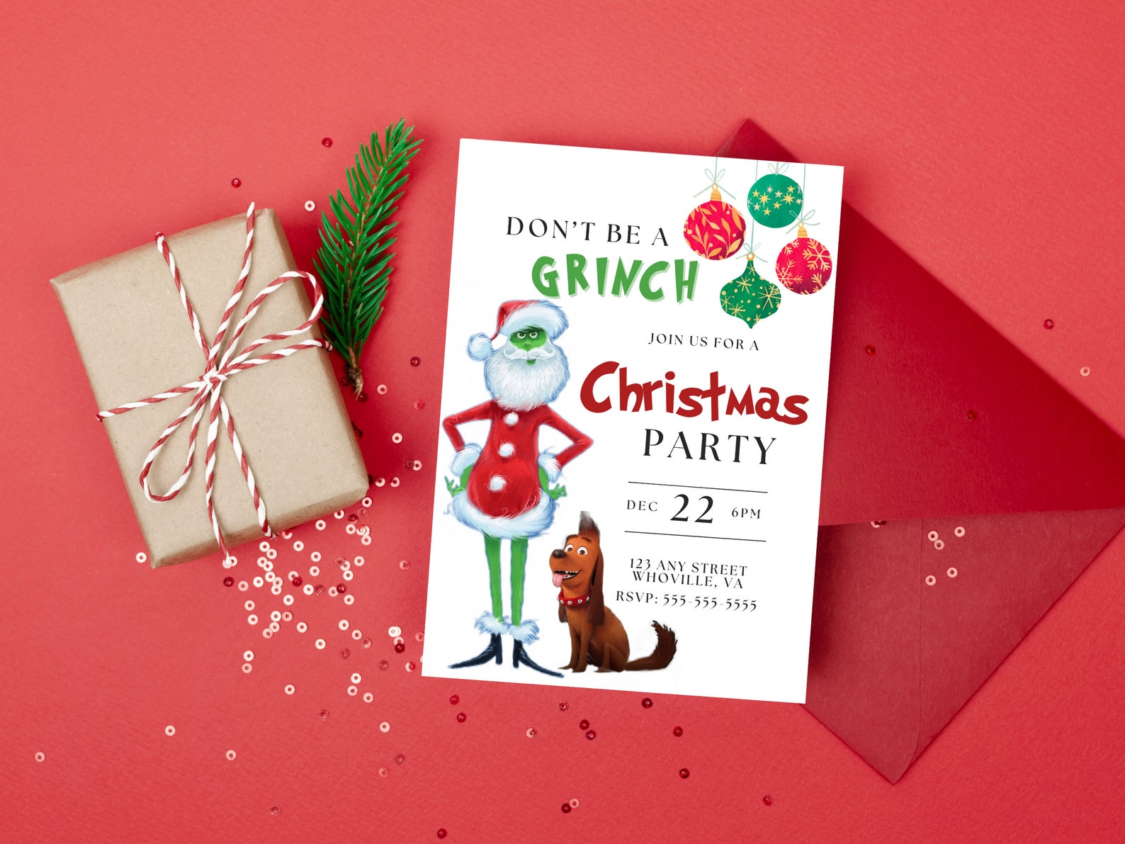 Don't Be a Grinch Christmas Party Invitation|editable Grinch Party ...