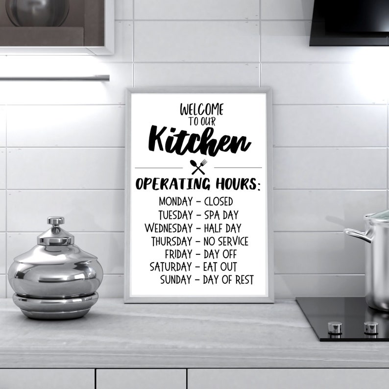 Kitchen Hours Sign Printable: Farmhouse Kitchen Decor (digital Download ...