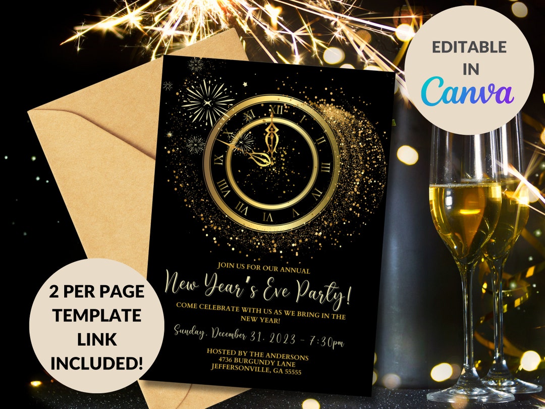 Editable New Years Eve Party Invitation Flyer Template, New Year’s ...
