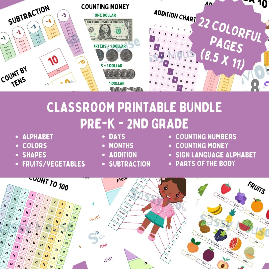 Educational Bundle SET OF 22 | Classroom Printables | Homeschool ...