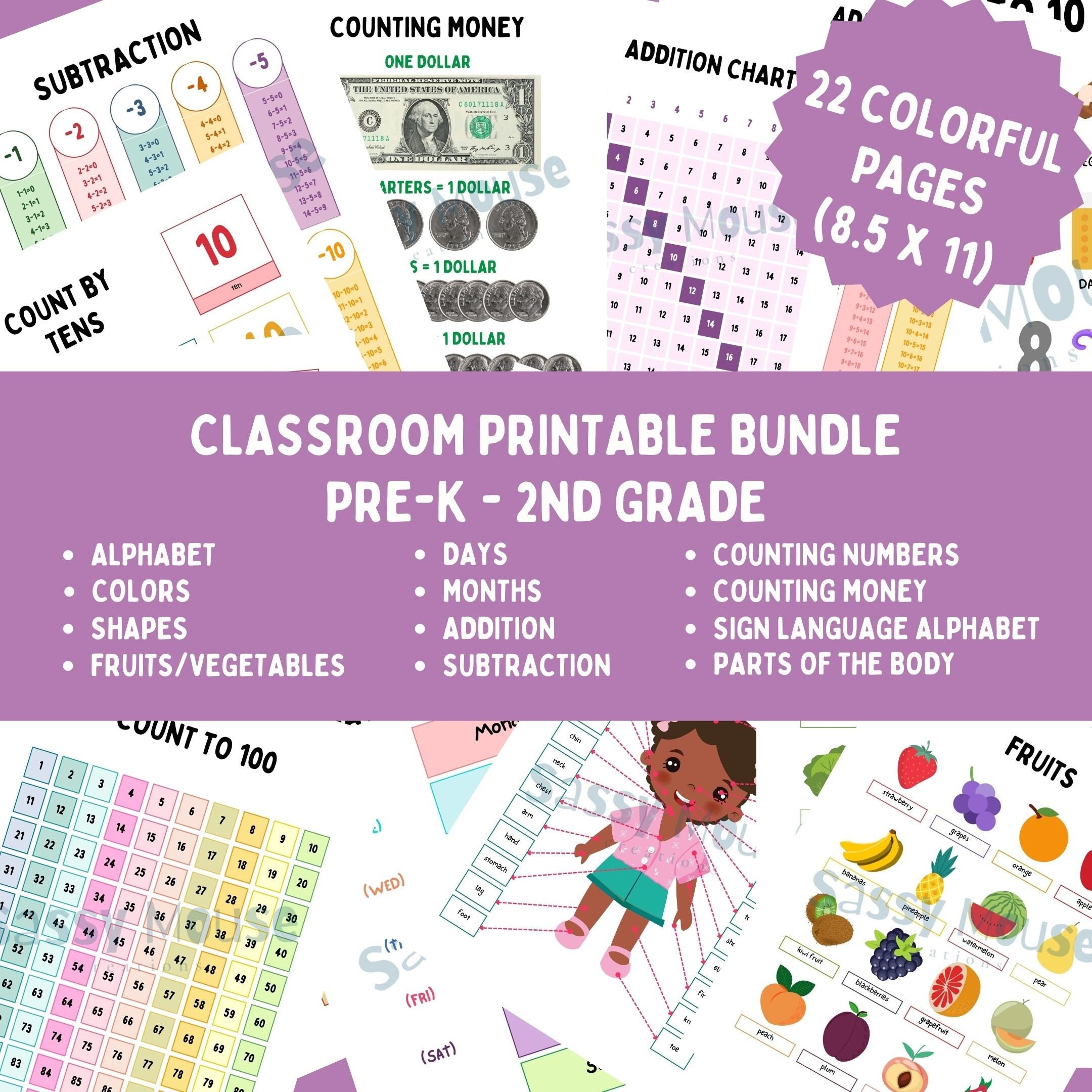Educational Bundle SET OF 22 Classroom Printables Homeschool Printables ...