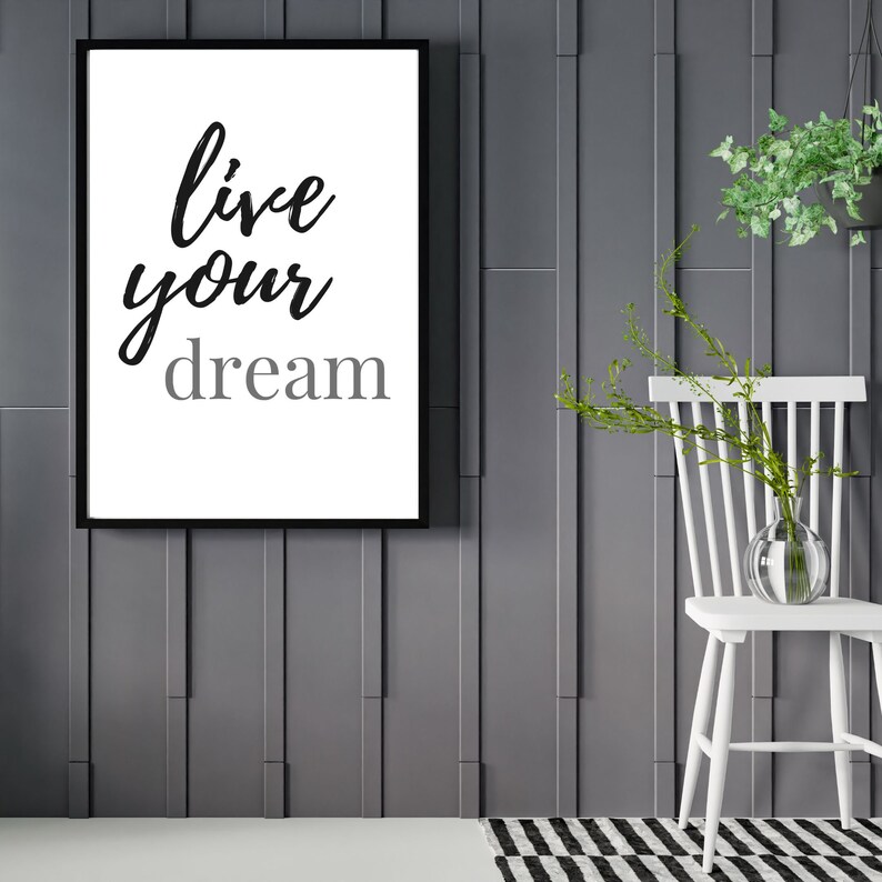 Inspirational Quote Art Prints: Black and Gray Motivational Gallery Set ...